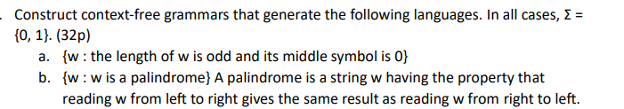 Solved Construct context-free grammars that generate the | Chegg.com
