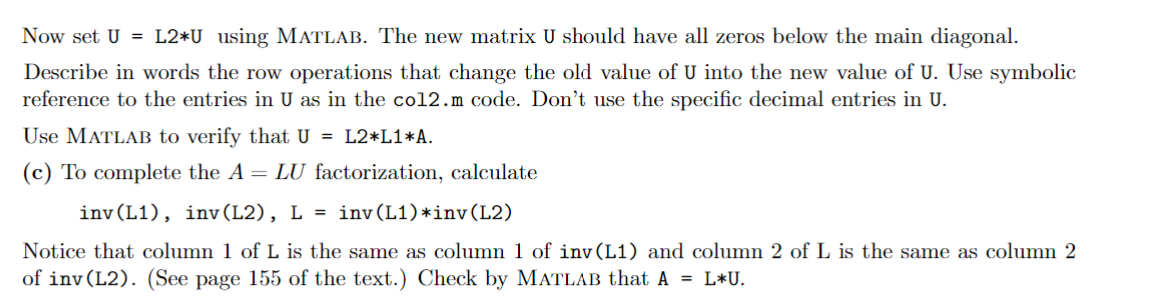 Linear Algebra: Please answer all parts in MATLAB. | Chegg.com