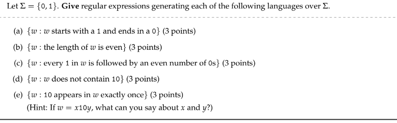 Solved Let Σ={0,1}. ﻿Give regular expressions generating | Chegg.com