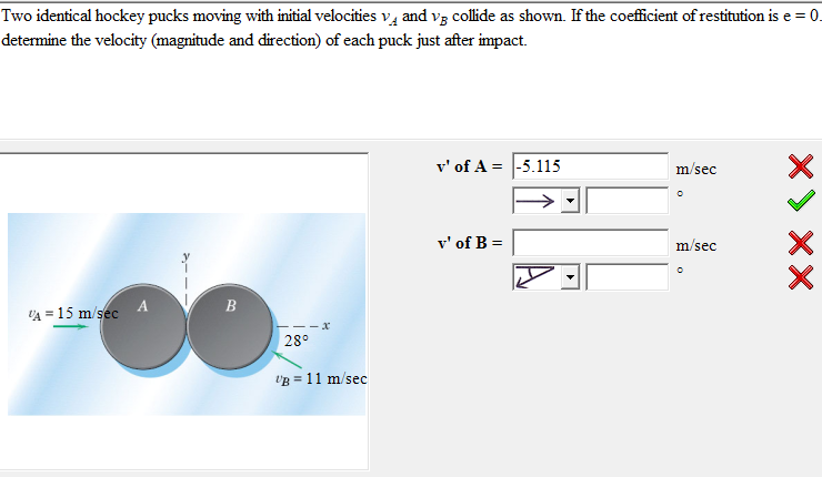 Solved Two identical hockey pucks moving with initial | Chegg.com
