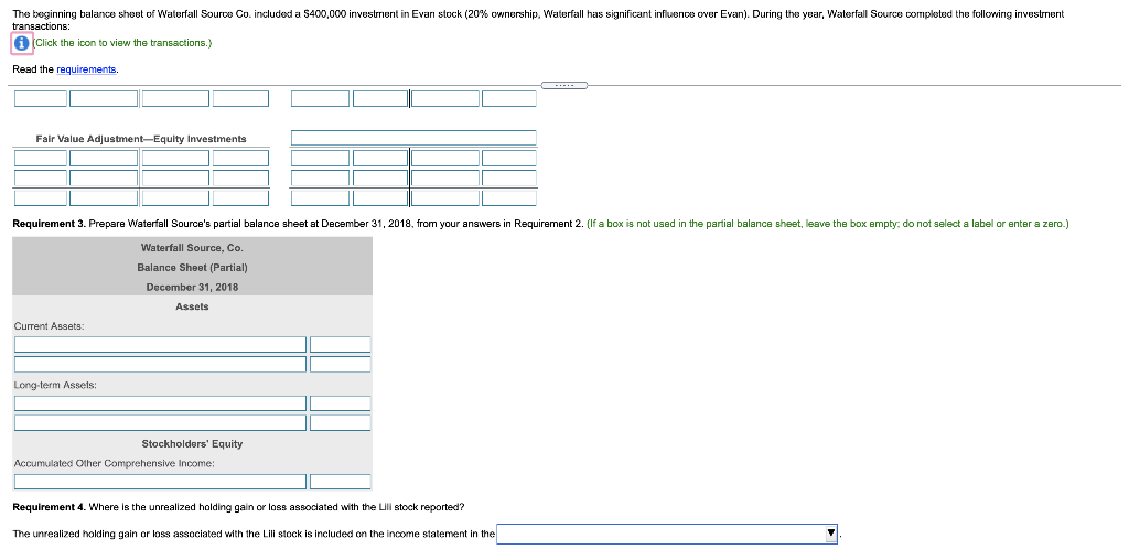 Solved The beginning balance sheet of Waterfall Source Co. | Chegg.com