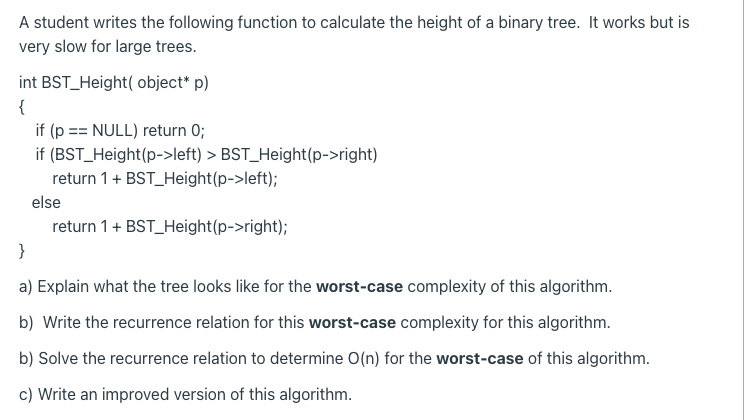 Solved A student writes the following function to calculate | Chegg.com