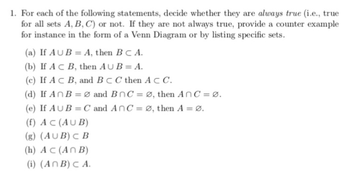 Solved 1. For each of the following statements, decide | Chegg.com