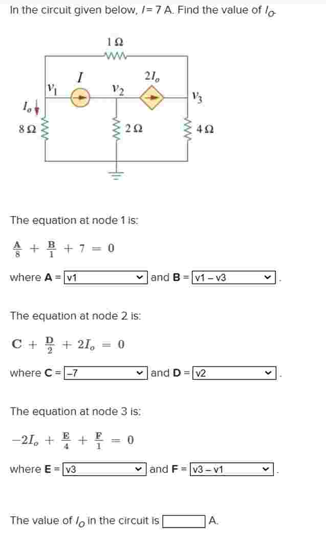 Solved In ﻿the circuit given below, I=7A. ﻿Find the value | Chegg.com