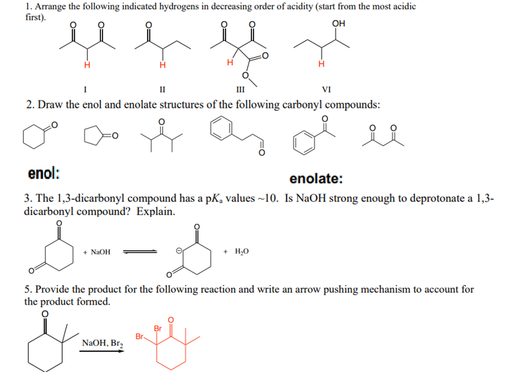 Solved first). 1. Arrange the following indicated hydrogens | Chegg.com