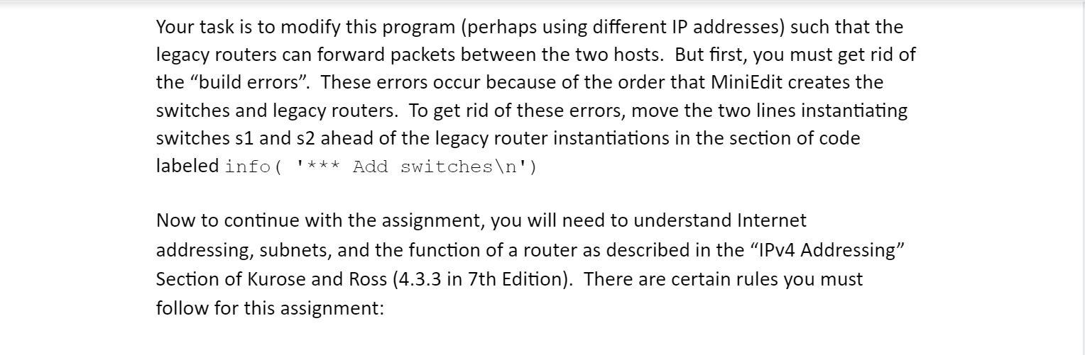 Solved In this assignment you will use MiniEdit on a Mininet | Chegg.com