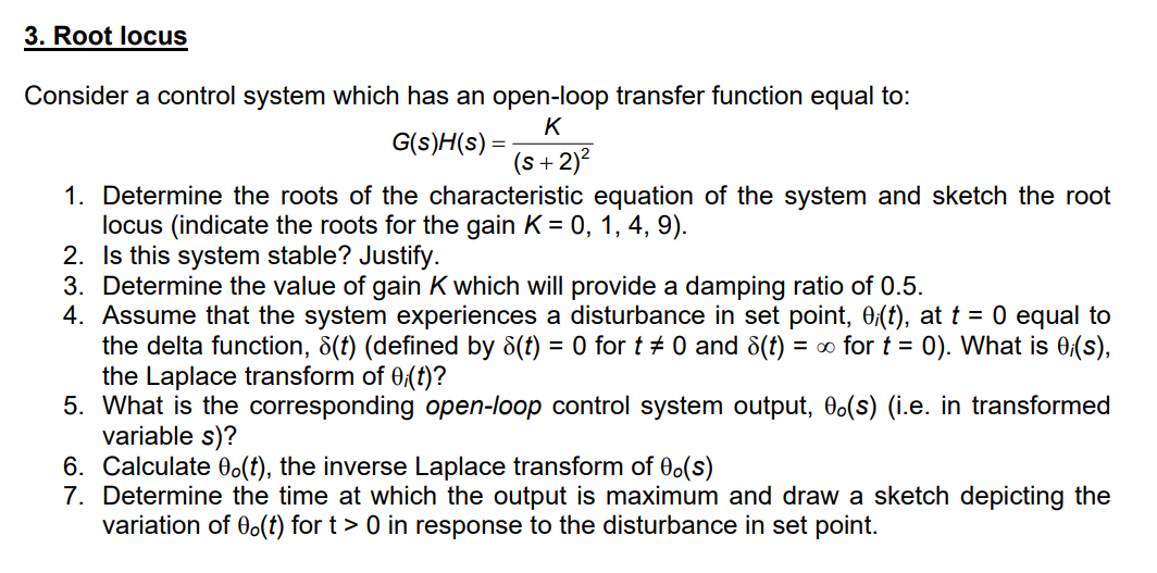 consider a control system which has an open-loop | Chegg.com
