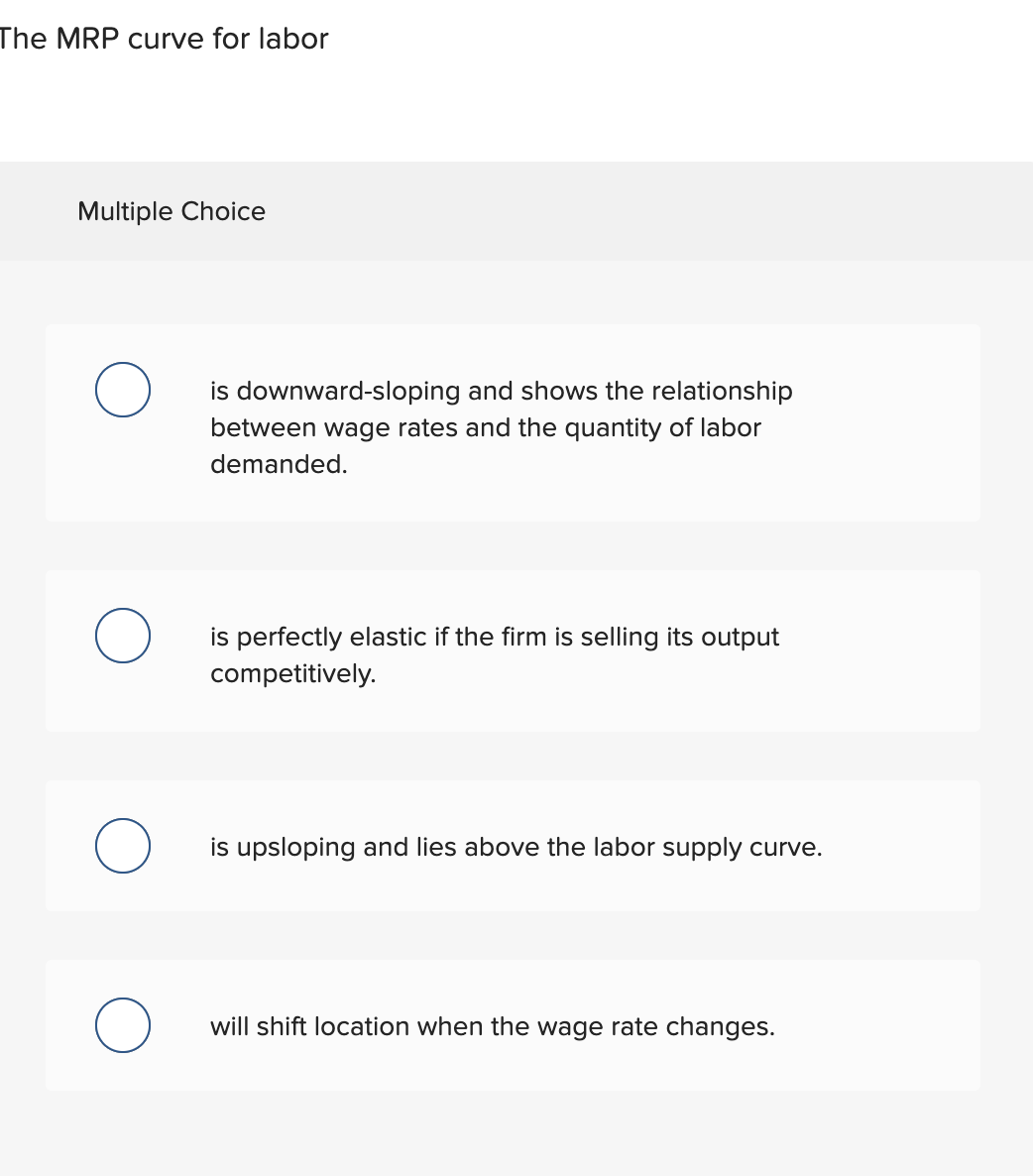 Solved The MRP curve for laborMultiple Choiceis | Chegg.com
