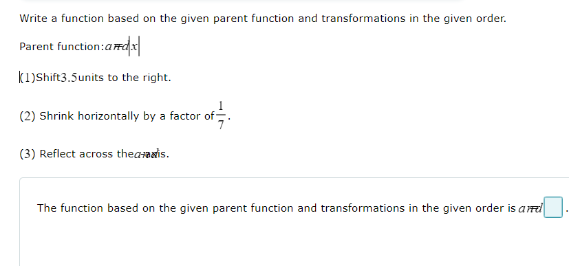 Solved Write a function based on the given parent function | Chegg.com