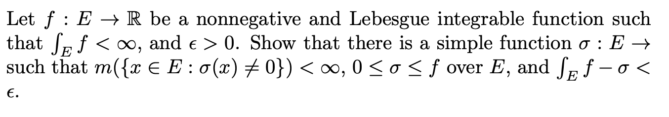 Solved Let f:E + R be a nonnegative and Lebesgue integrable | Chegg.com