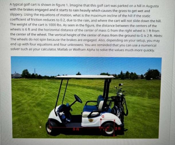 Solved A typical golf cart is shown in figure 1. Imagine | Chegg.com