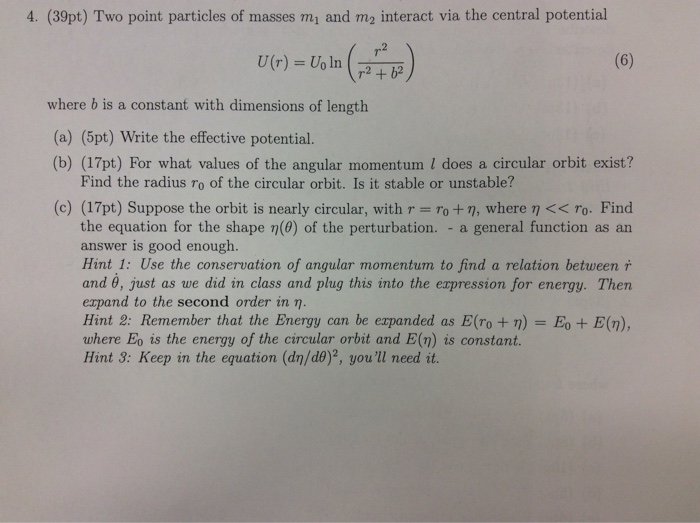 Solved Two point particles of masses m_1 and m_2 interact | Chegg.com