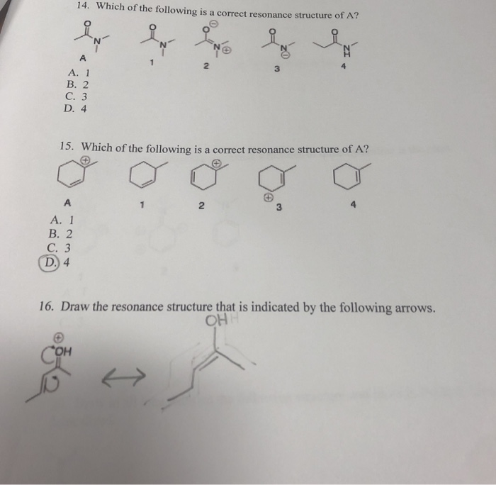 Solved 14. Which of the following is a correct resonance | Chegg.com