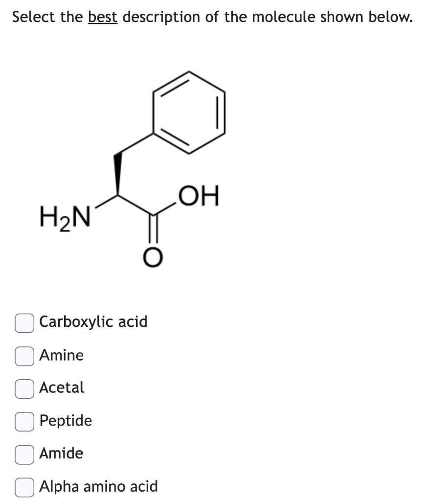 Solved Select the best description of the molecule shown | Chegg.com