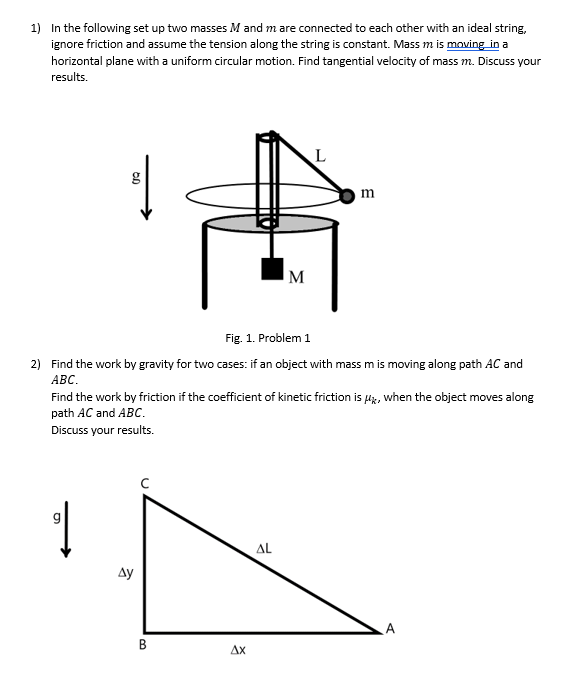 Solved 1) In the following set up two masses M and m are | Chegg.com