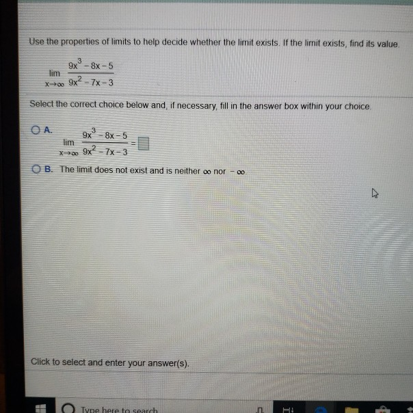 Solved Use the properties of limits to help decide whether | Chegg.com
