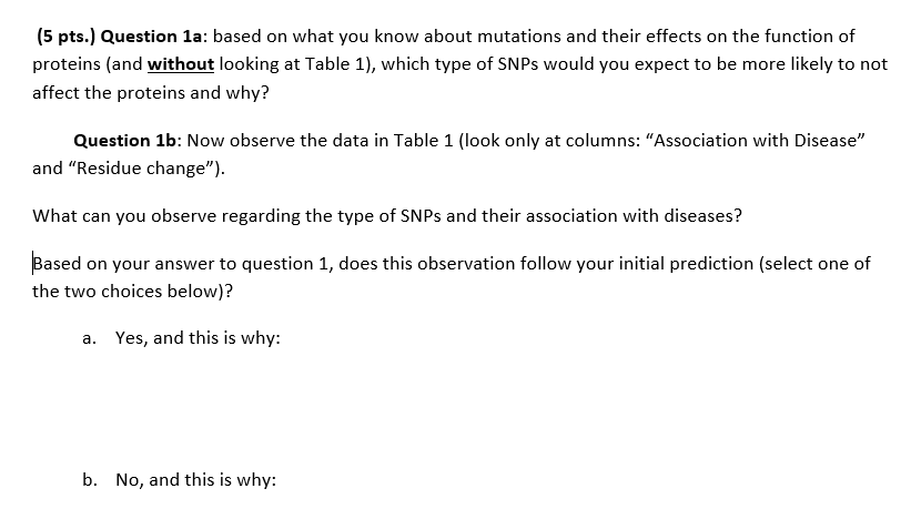Solved (5 pts.) Question 1a: based on what you know about | Chegg.com