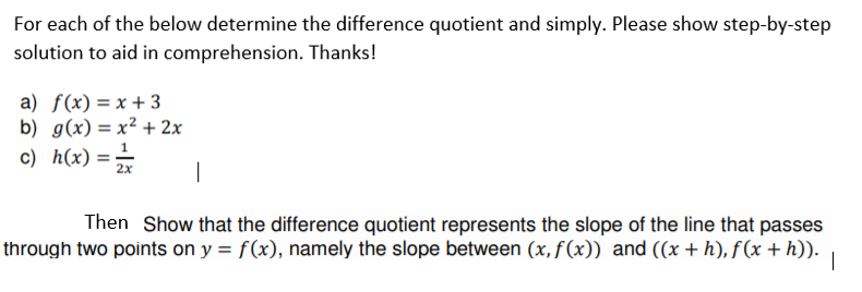Solved For each of the below determine the difference | Chegg.com
