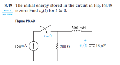 Solved .49 The initial energy stored in the circuit in Fig. | Chegg.com