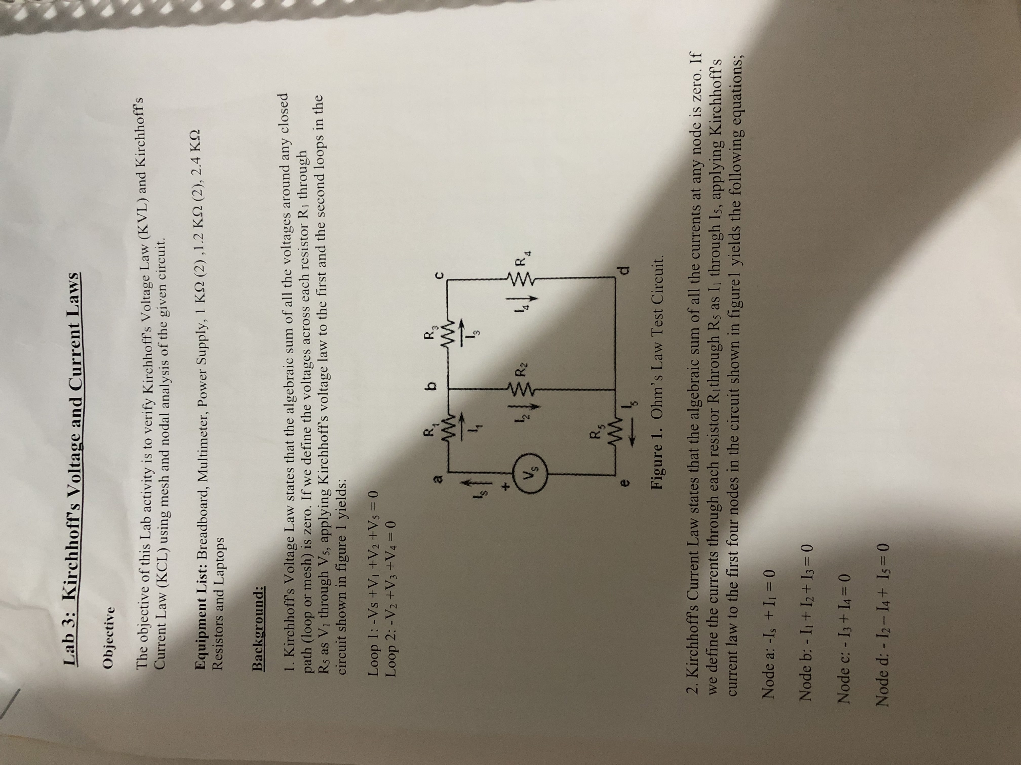 Solved Lab 3: Kirchhoff's Voltage and Current | Chegg.com