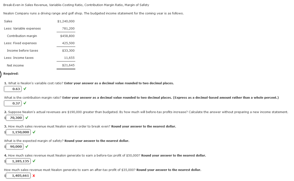Solved Break-Even in Sales Revenue, Variable-Costing Ratio, | Chegg.com
