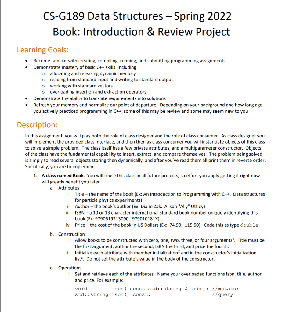 CS-G189 Data Structures - Spring 2022 Book: | Chegg.com