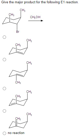 [Solved]: Give the major product for the following E1 reac