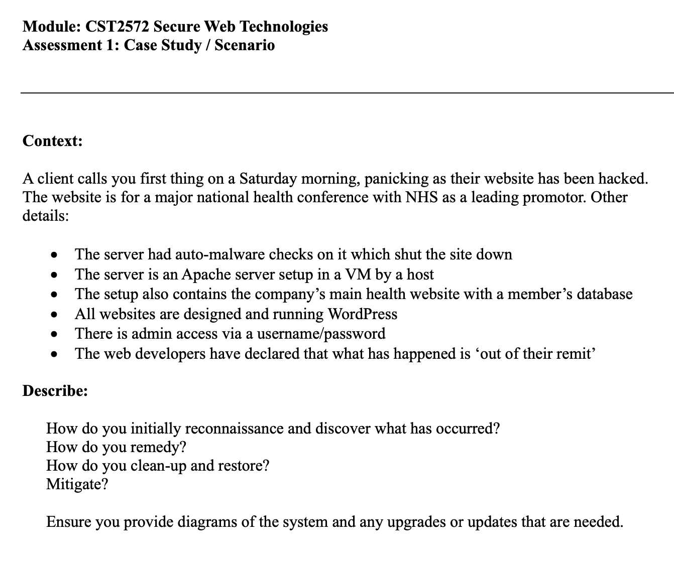 Solved Module: CST2572 Secure Web Technologies Assessment 1: | Chegg.com