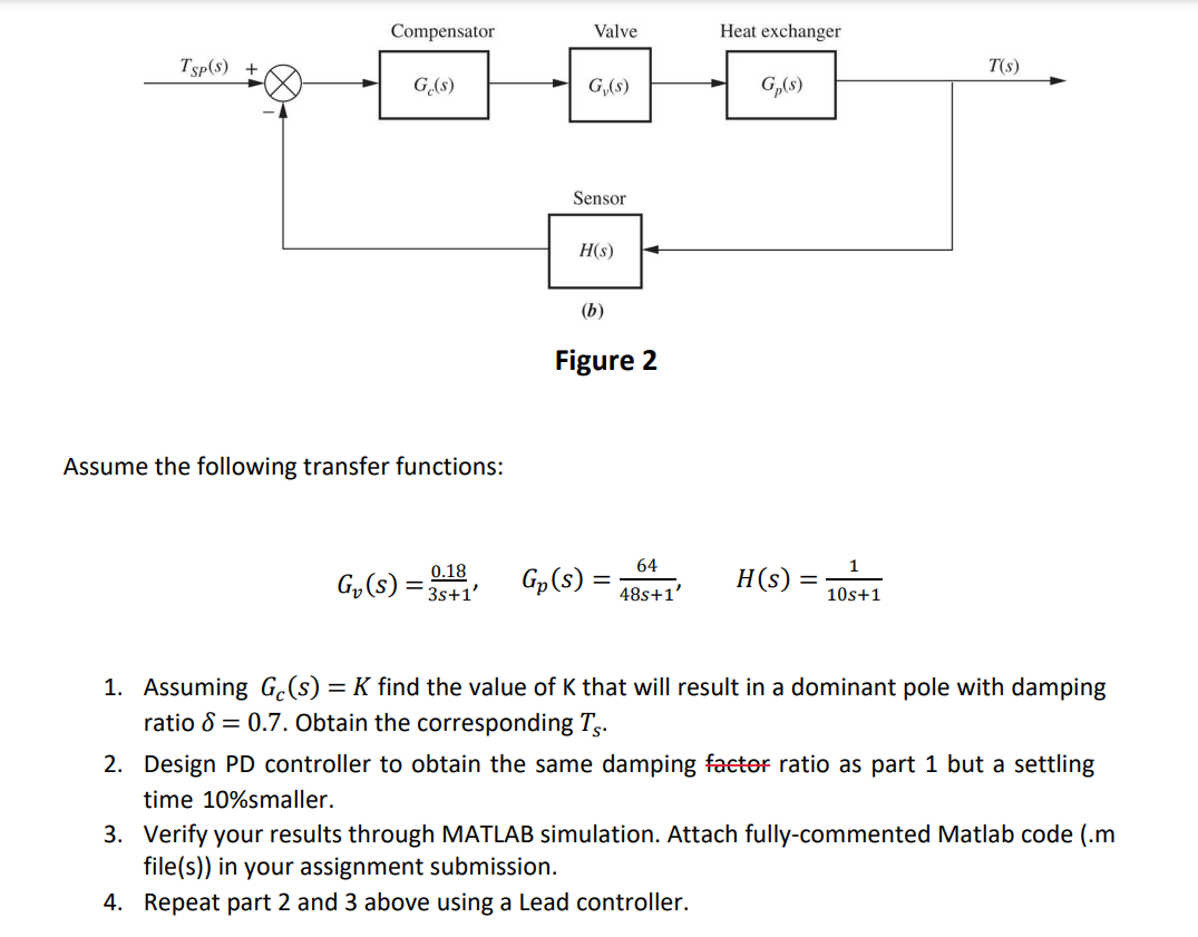 Solved Assume the following transfer functions: | Chegg.com