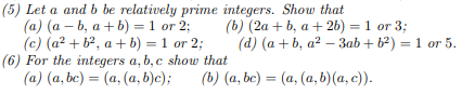 Solved (5) Let a and b be relatively prime integers. Show | Chegg.com