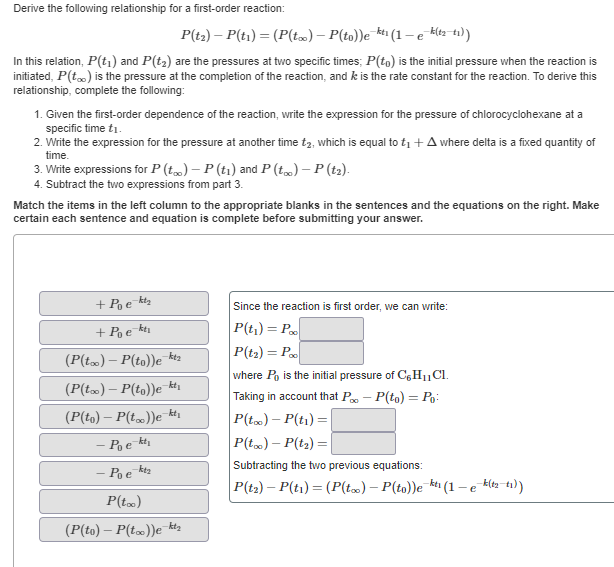 Solved Derive the following relationship for a first-order | Chegg.com