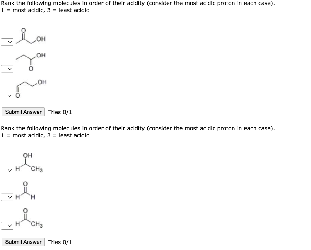 Solved Rank the following molecules in order of their | Chegg.com