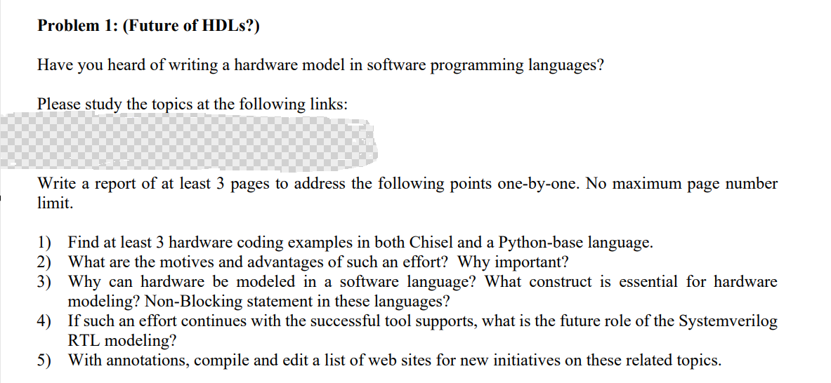 Solved Problem 1: (Future of HDLs?) Have you heard of | Chegg.com