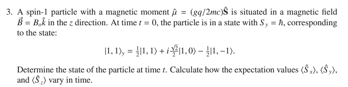 Solved A spin-1 ﻿particle with a magnetic moment | Chegg.com