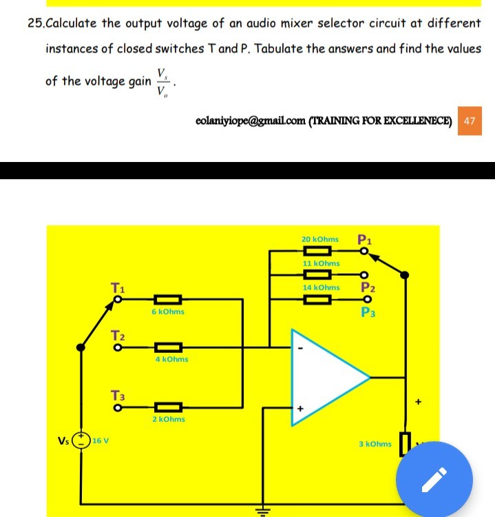 Solved 25.Calculate the output voltage of an audio mixer | Chegg.com