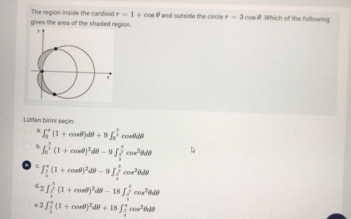 Solved The region inside the cardioid r =1+ cos 0 and | Chegg.com