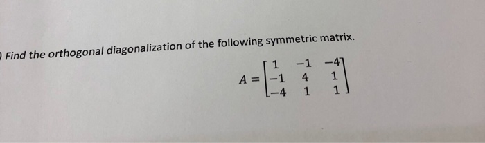 Find the orthogonal diagonalization of the following | Chegg.com