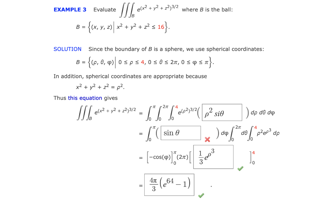 Solved EXAMPLE 3 Evaluate ∭Be(x2+y2+z2)3/2 where B is the | Chegg.com