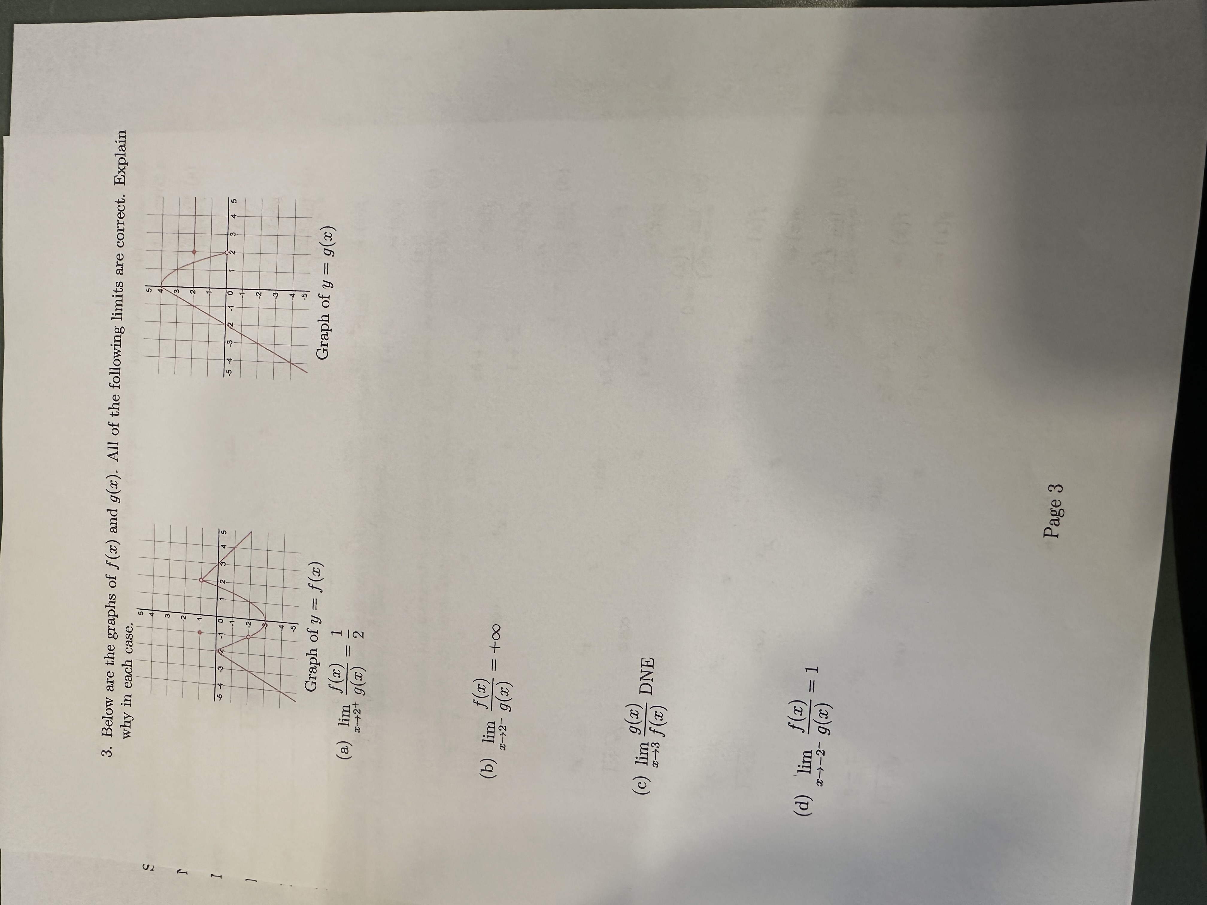 Solved Below are the graphs of f(x) ﻿and g(x). ﻿All of the | Chegg.com