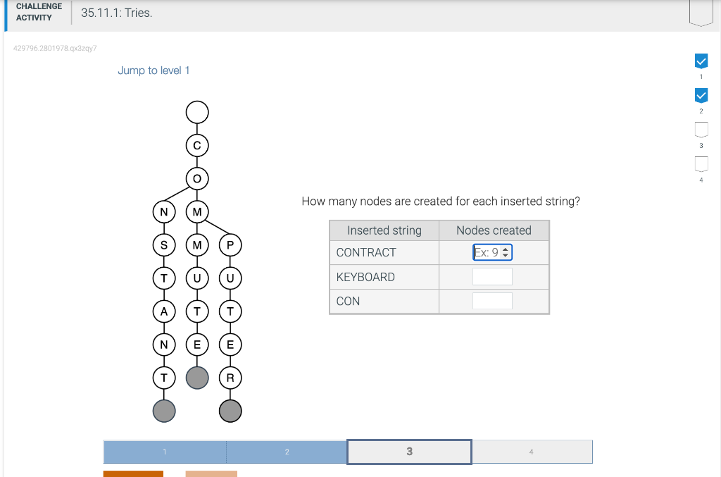 Solved How many nodes are created for each inserted string? | Chegg.com