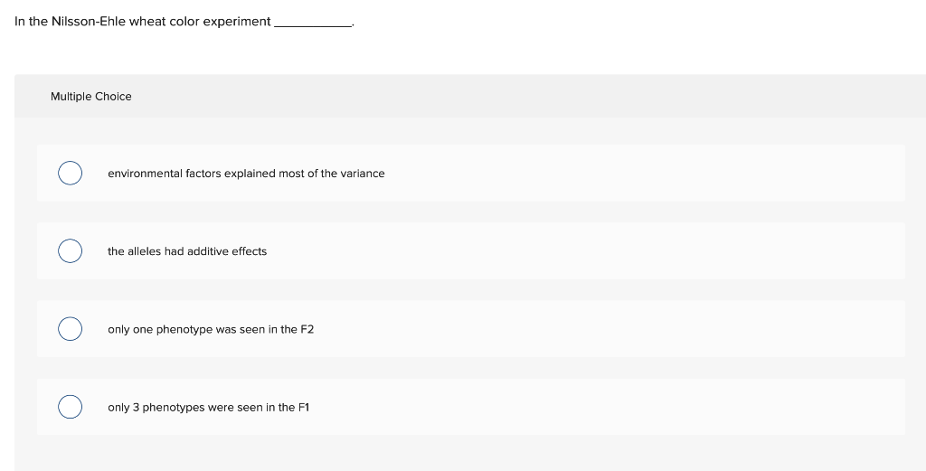 Solved In the Nilsson-Ehle wheat color experiment Multiple | Chegg.com