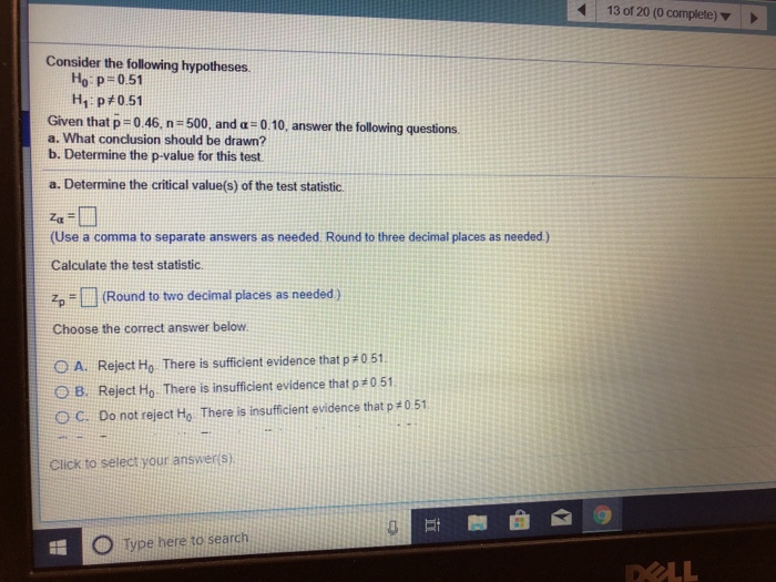 Solved 13 of 20 (0 complete) Consider the following | Chegg.com