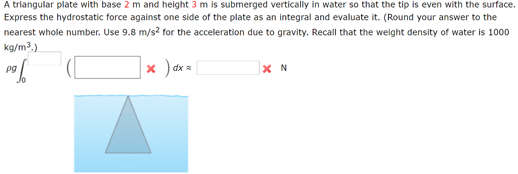 Solved A triangular plate with base 2 m and height 3 m is | Chegg.com