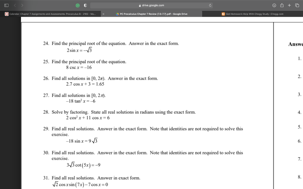 Solved drive.google.com + 0 Calendar: Chapter 7 Assignments | Chegg.com