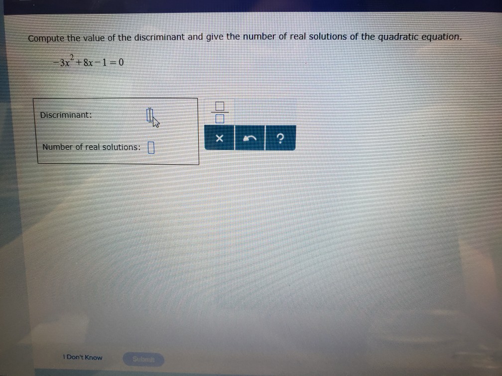 Solved Compute the value of the discriminant and give the | Chegg.com