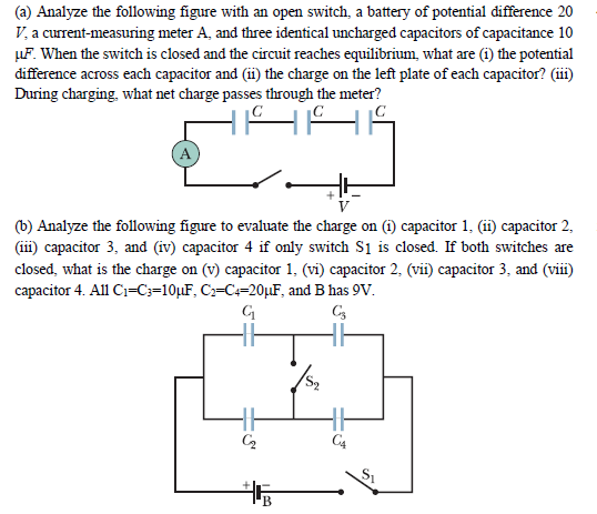 Solved (a) Analyze the following figure with an open switch, | Chegg.com