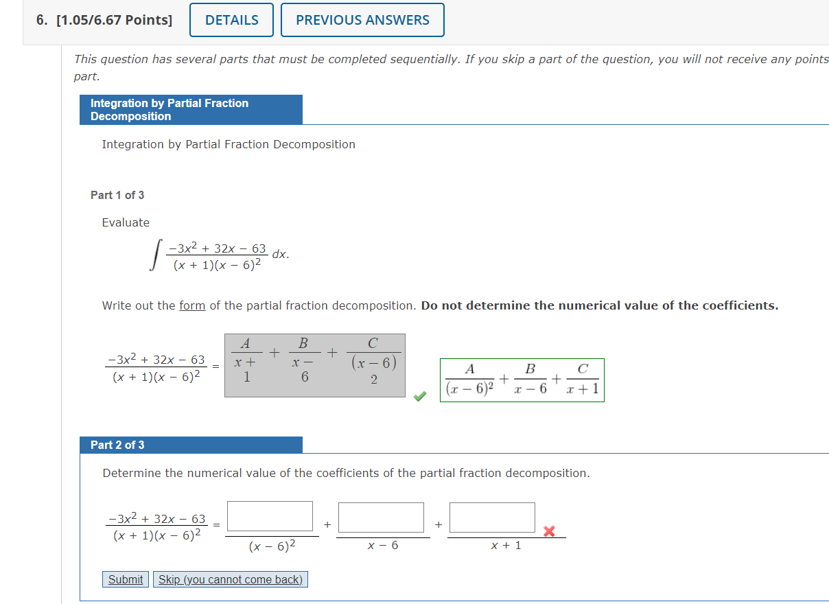 Solved This question has several parts that must be | Chegg.com