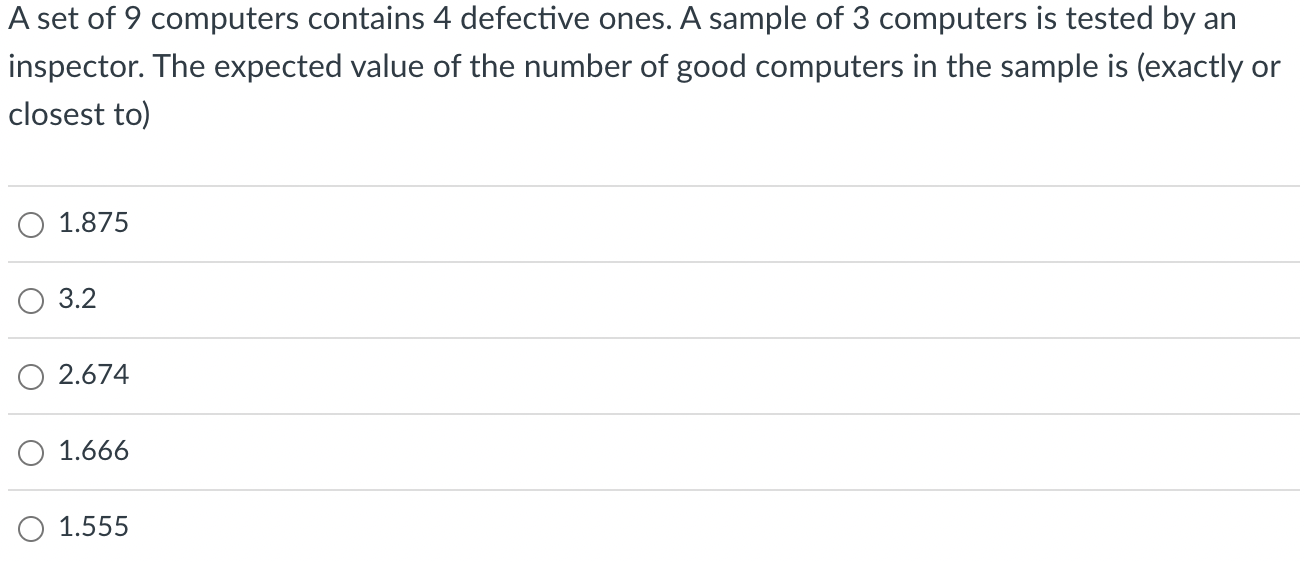 Solved A set of 9 computers contains 4 defective ones. A | Chegg.com