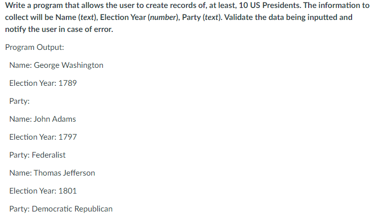 Solved Write a program that allows the user to create | Chegg.com
