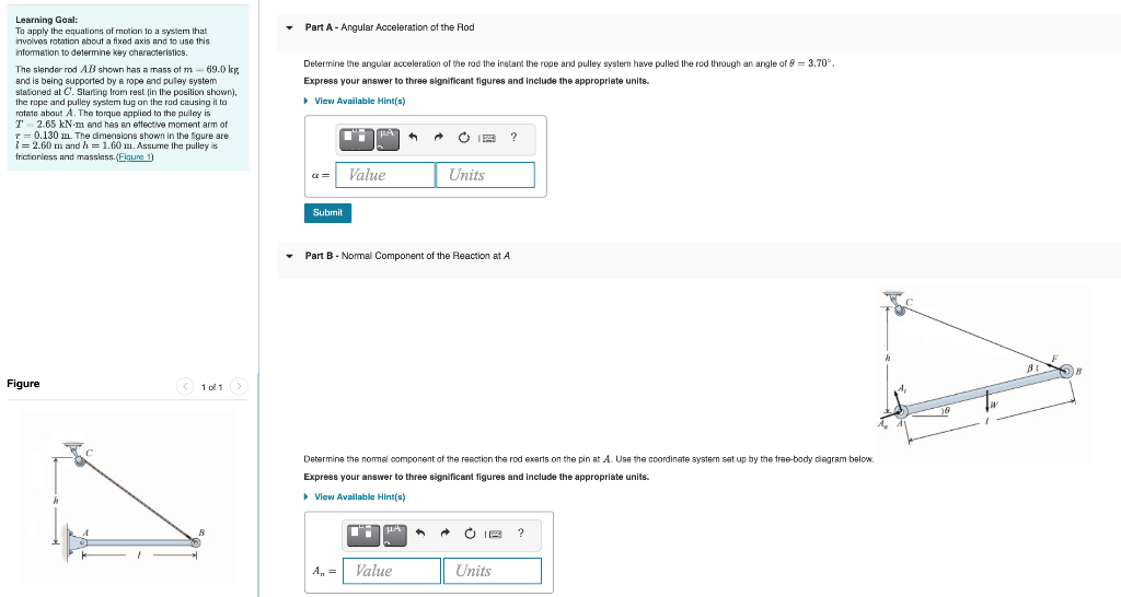 Solved Part A - Angular Acceleration of the Rod Learning | Chegg.com
